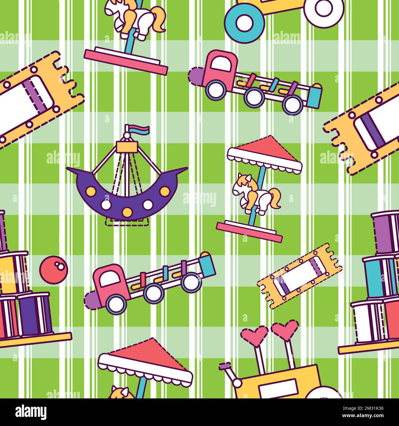 Seamless pattern background with amusement park icons Vector Stock ...