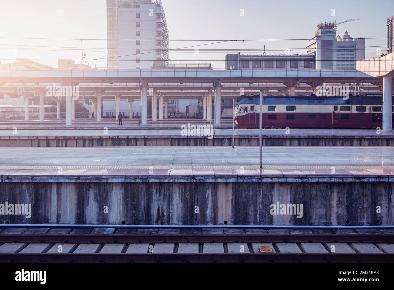 Train stands by the platform before departure. China Stock Photo - Alamy