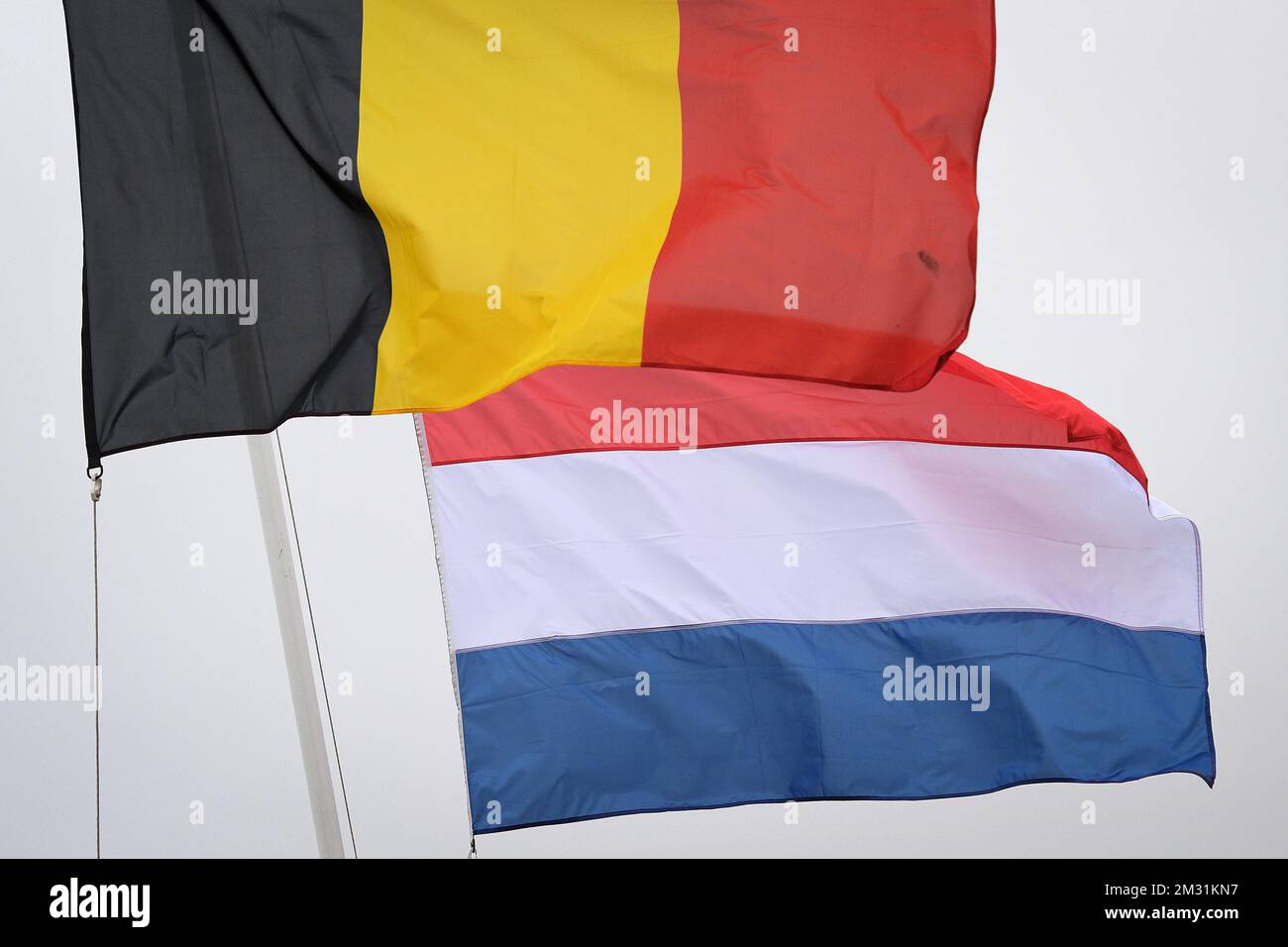 Illustration picture shows the Belgian and Dutch flag pictured during ...