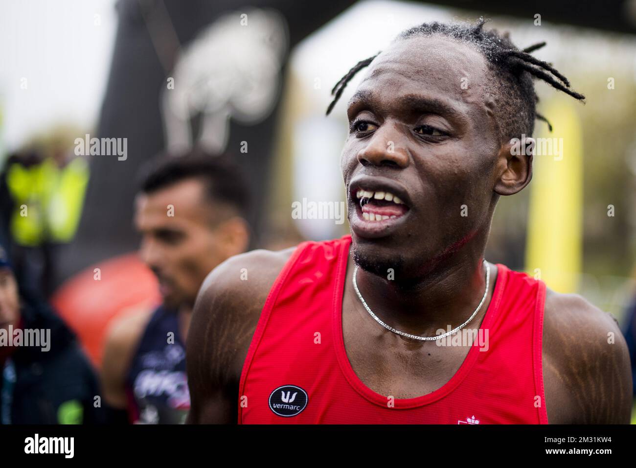 Belgian Isaac Kimeli pictured after the men's race at the third stage ...
