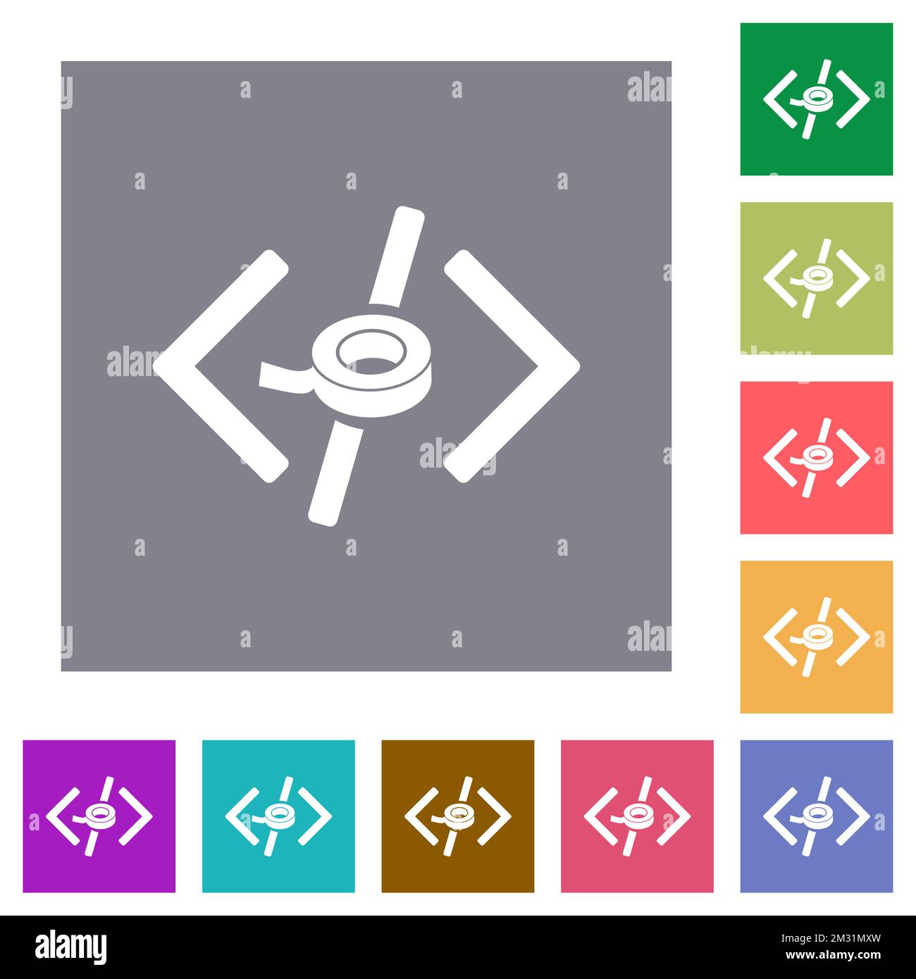 Software patch flat icons on simple color square backgrounds Stock ...