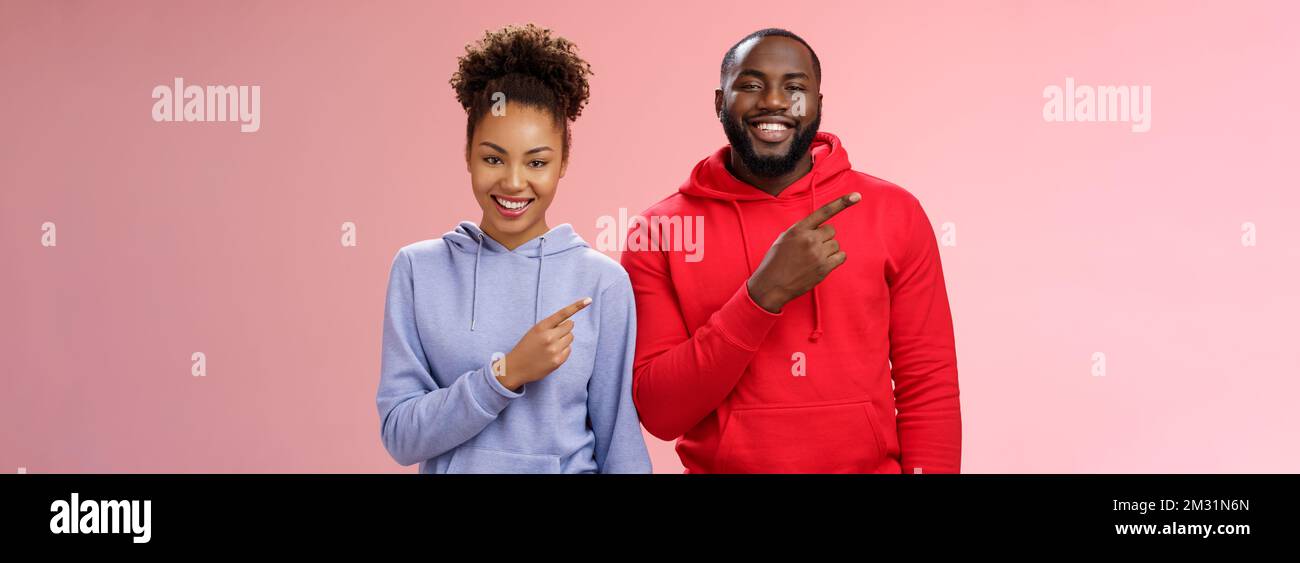 Charming carefree smiling african american two man woman grinning white ...