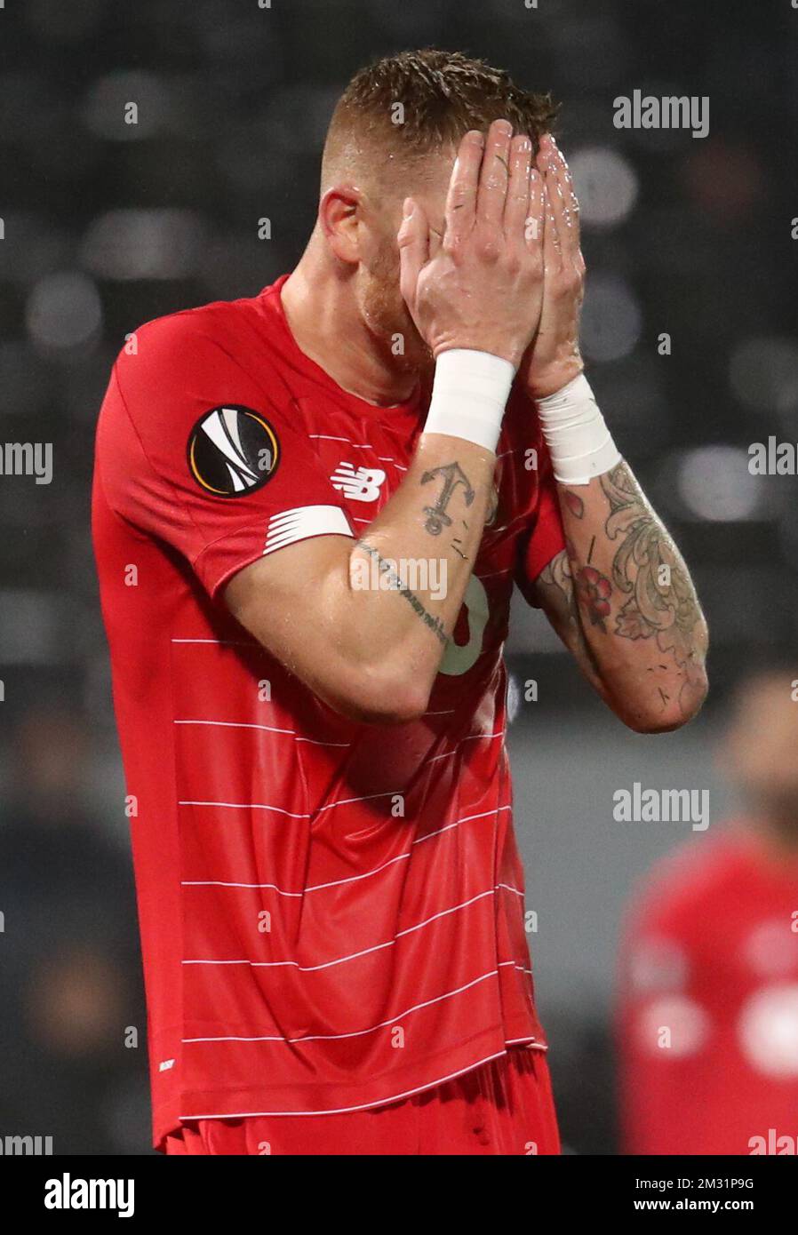 Standard's Renaud Emond looks dejected during a game between Belgian ...