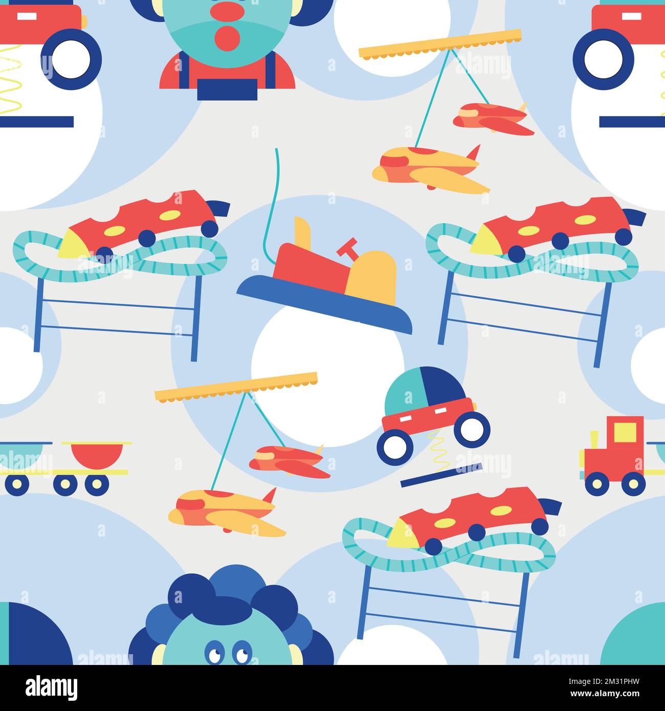 Seamless pattern background with amusement park icons Vector Stock ...
