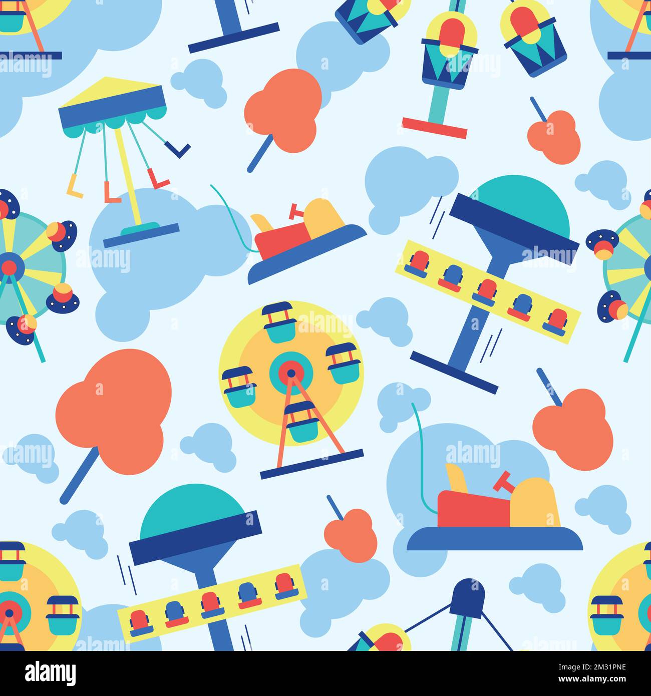 Seamless pattern background with amusement park icons Vector Stock ...