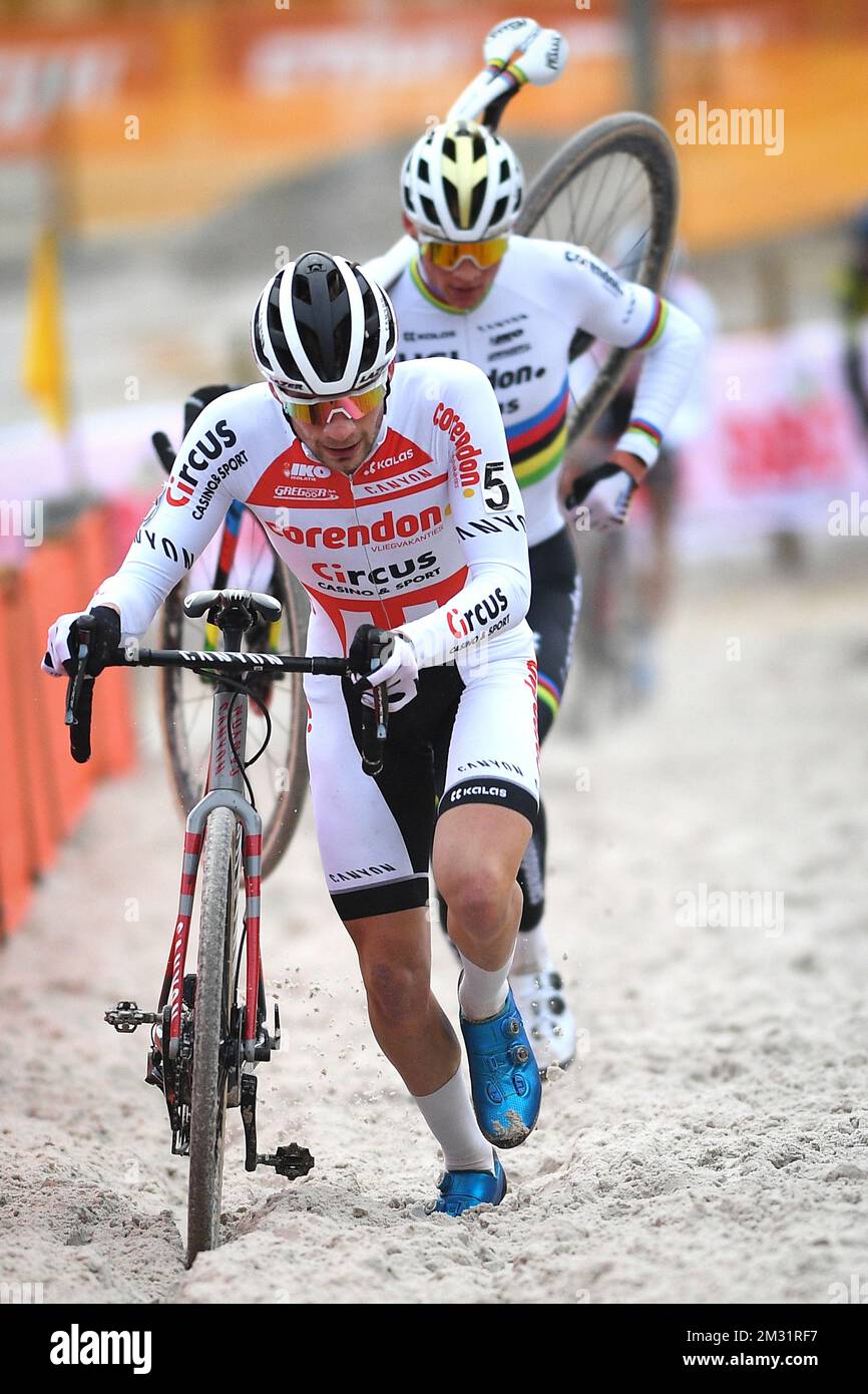 Dutch David Van Der Poel pictured in action during the men's elite race ...