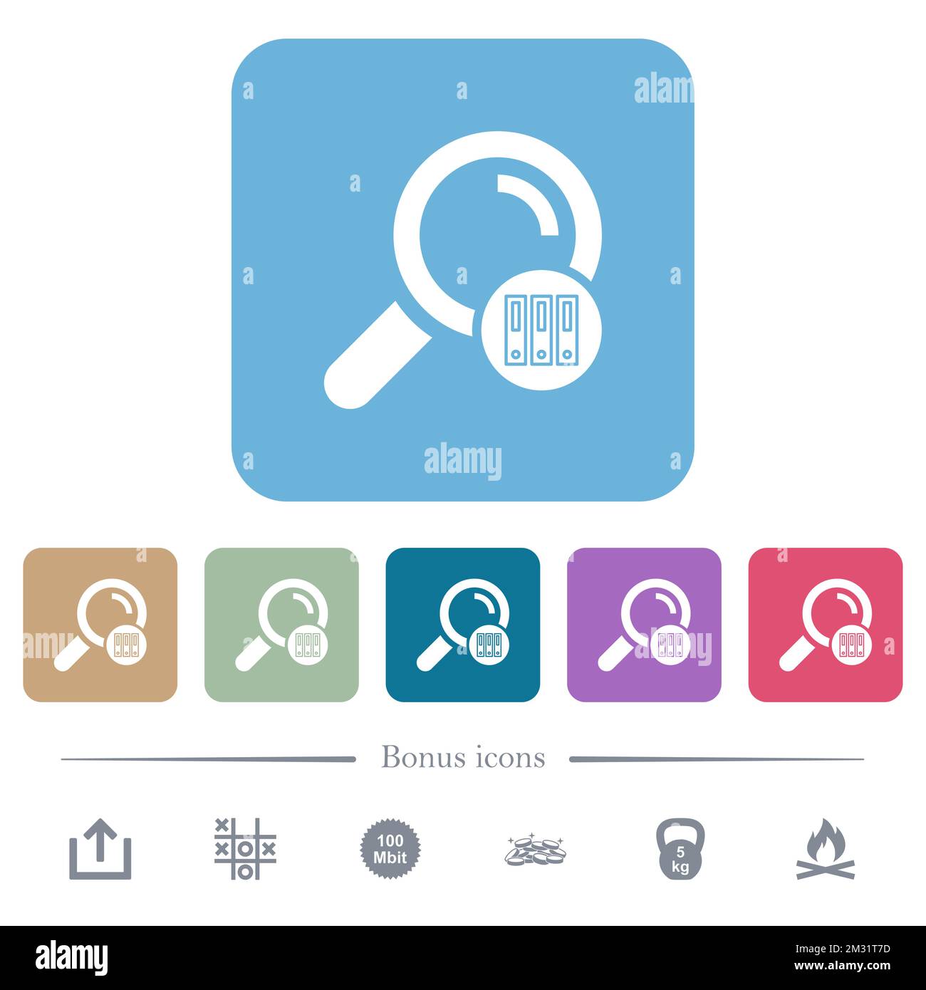 Archive search results white flat icons on color rounded square ...
