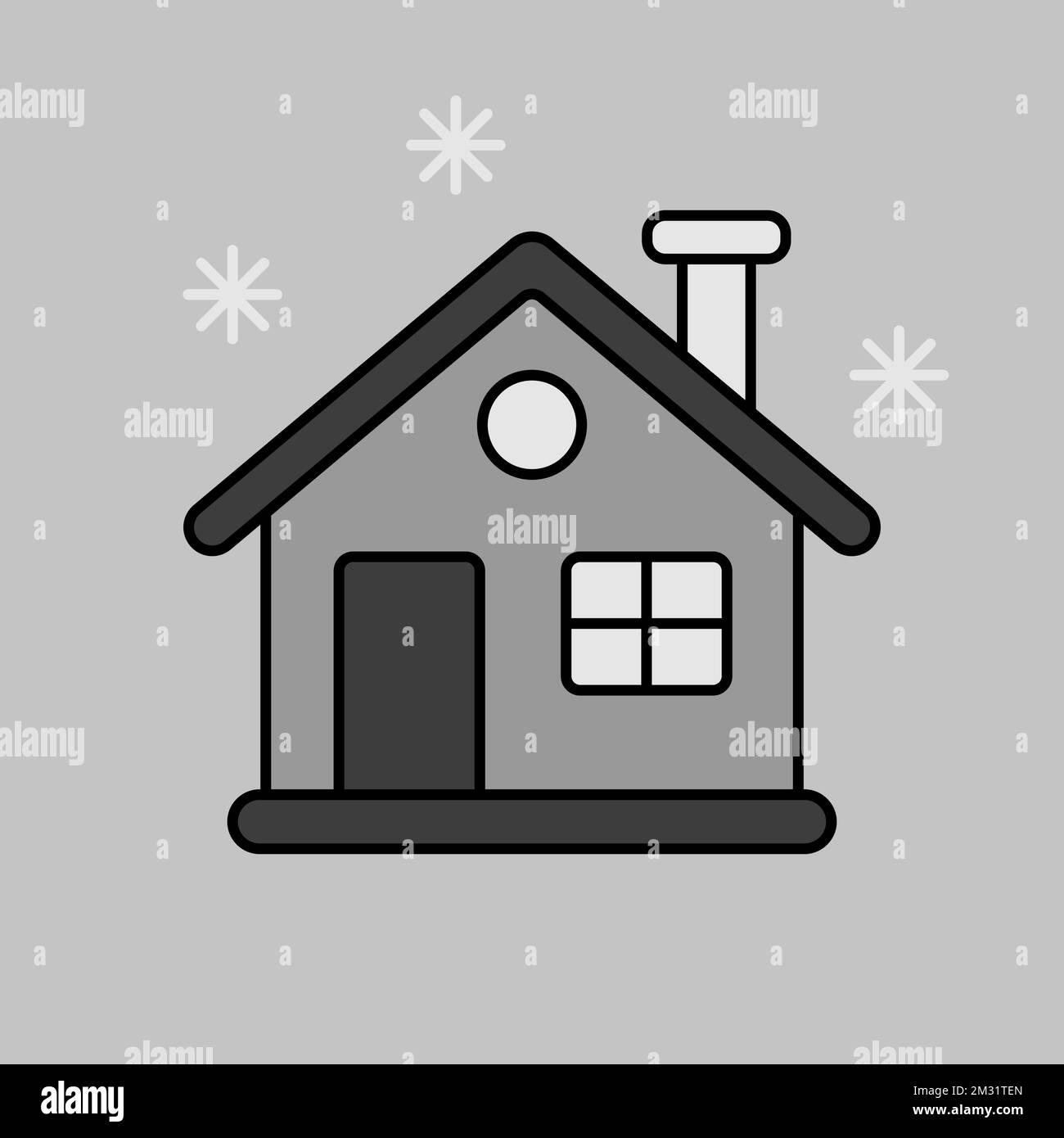 Detailed winter house vector isolated grayscale icon. Winter sign ...