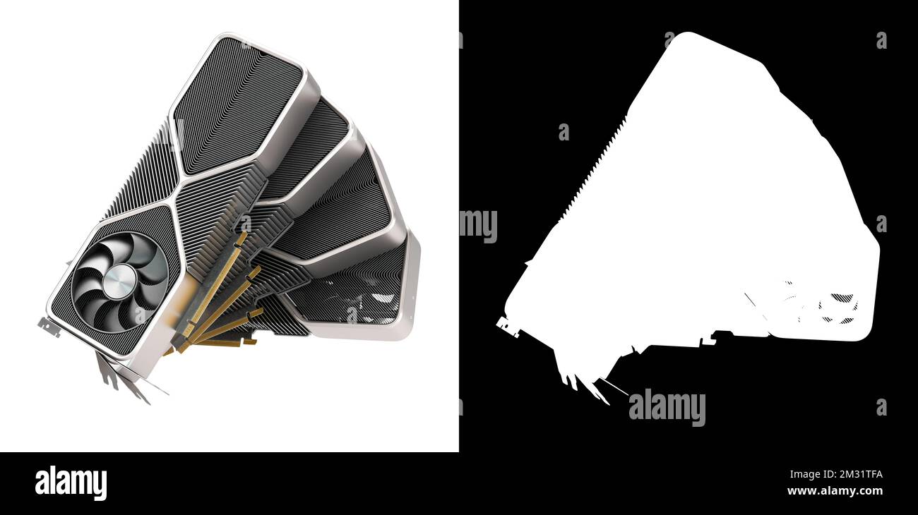 Computer PC components Display video graphics card 3d render on white ...