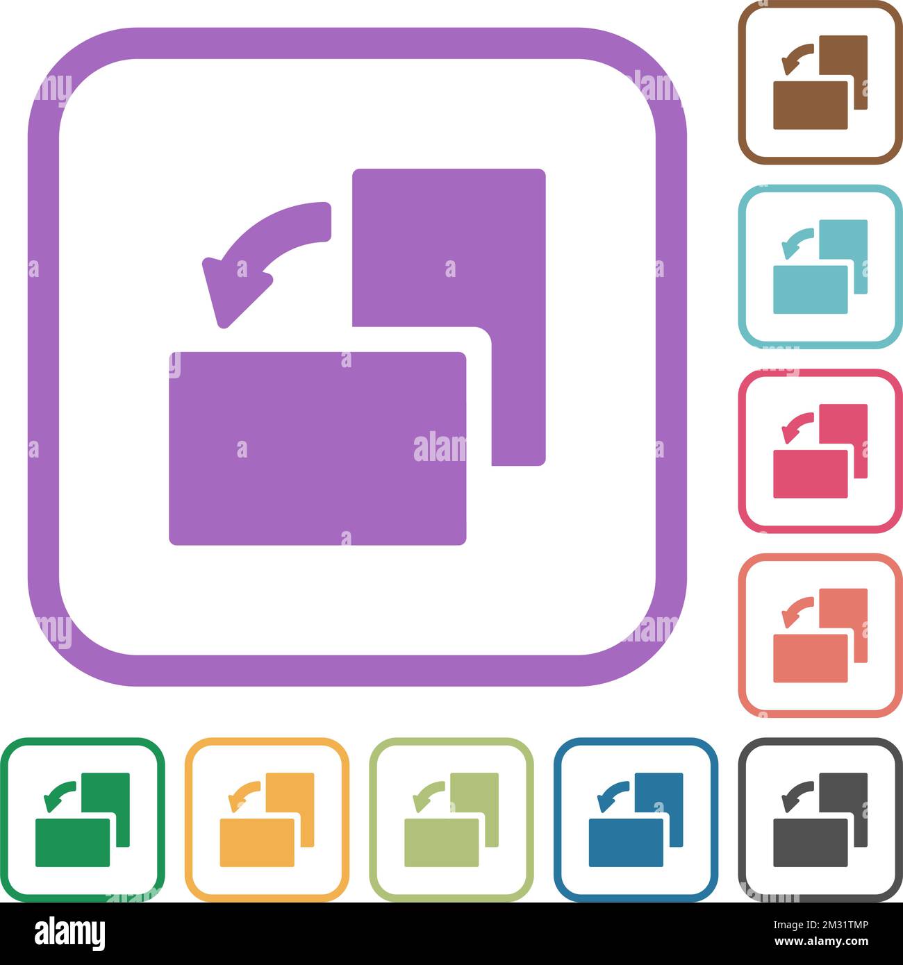 Rotate Left Solid Simple Icons In Color Rounded Square Frames On White Background Stock Vector