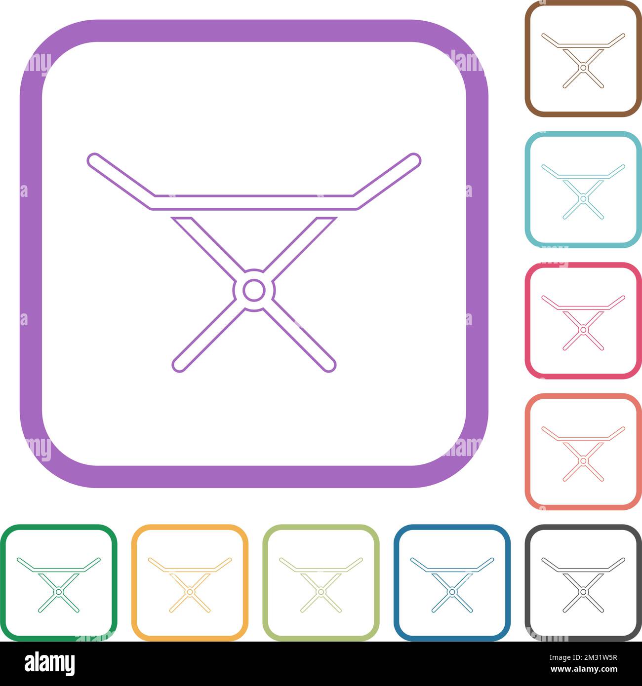 Collapsible clothes dryer rack outline simple icons in color rounded ...