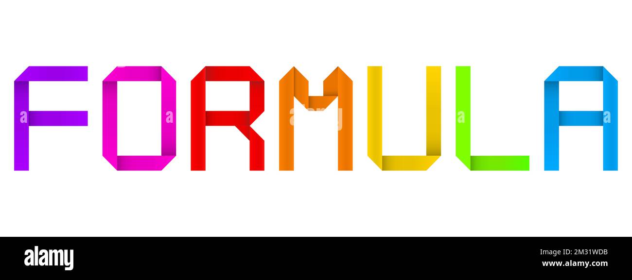 Concept or conceptual paper origami font forming the word FORMULA ...