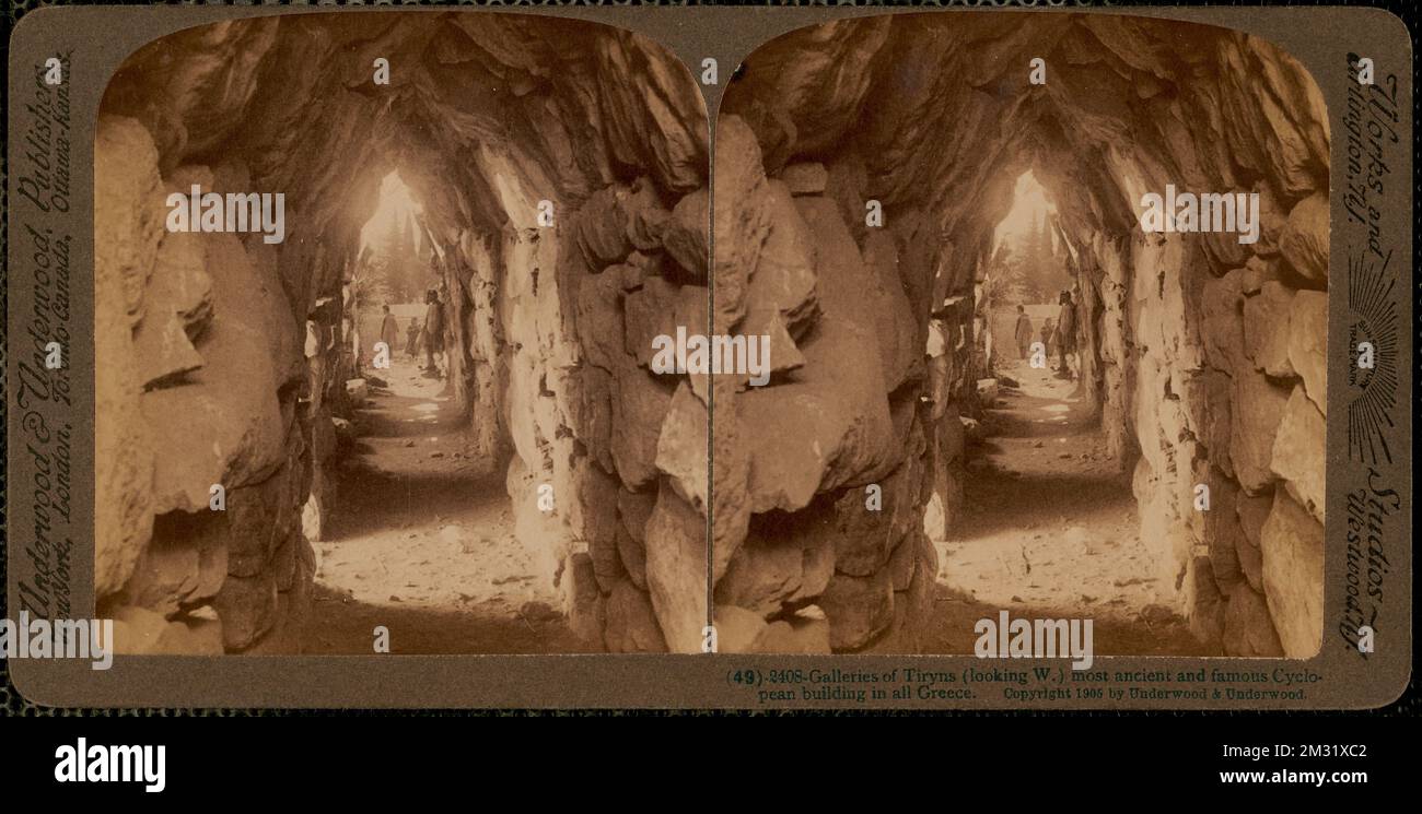 Galleries of Tiryns (looking W.) most ancient and famous Cyclopean ...