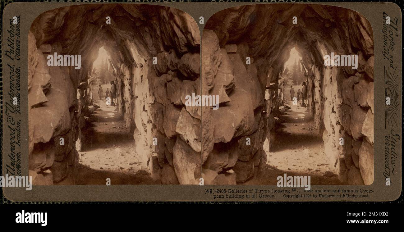 Galleries of Tiryns (looking W.) most ancient and famous Cyclopean ...