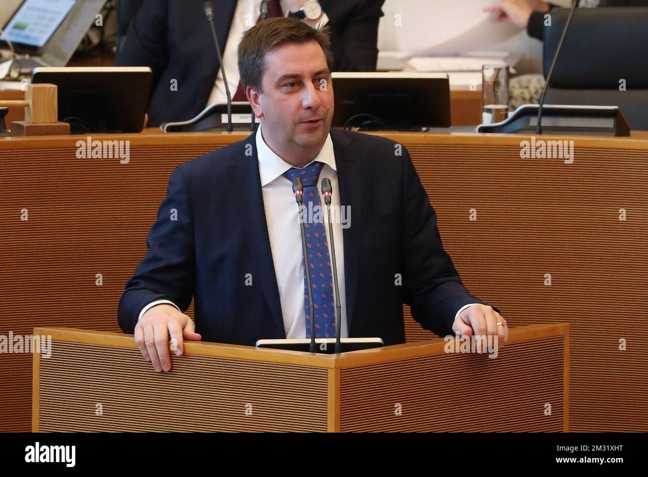 MR's Manu Douette pictured during a plenary session of the Walloon ...