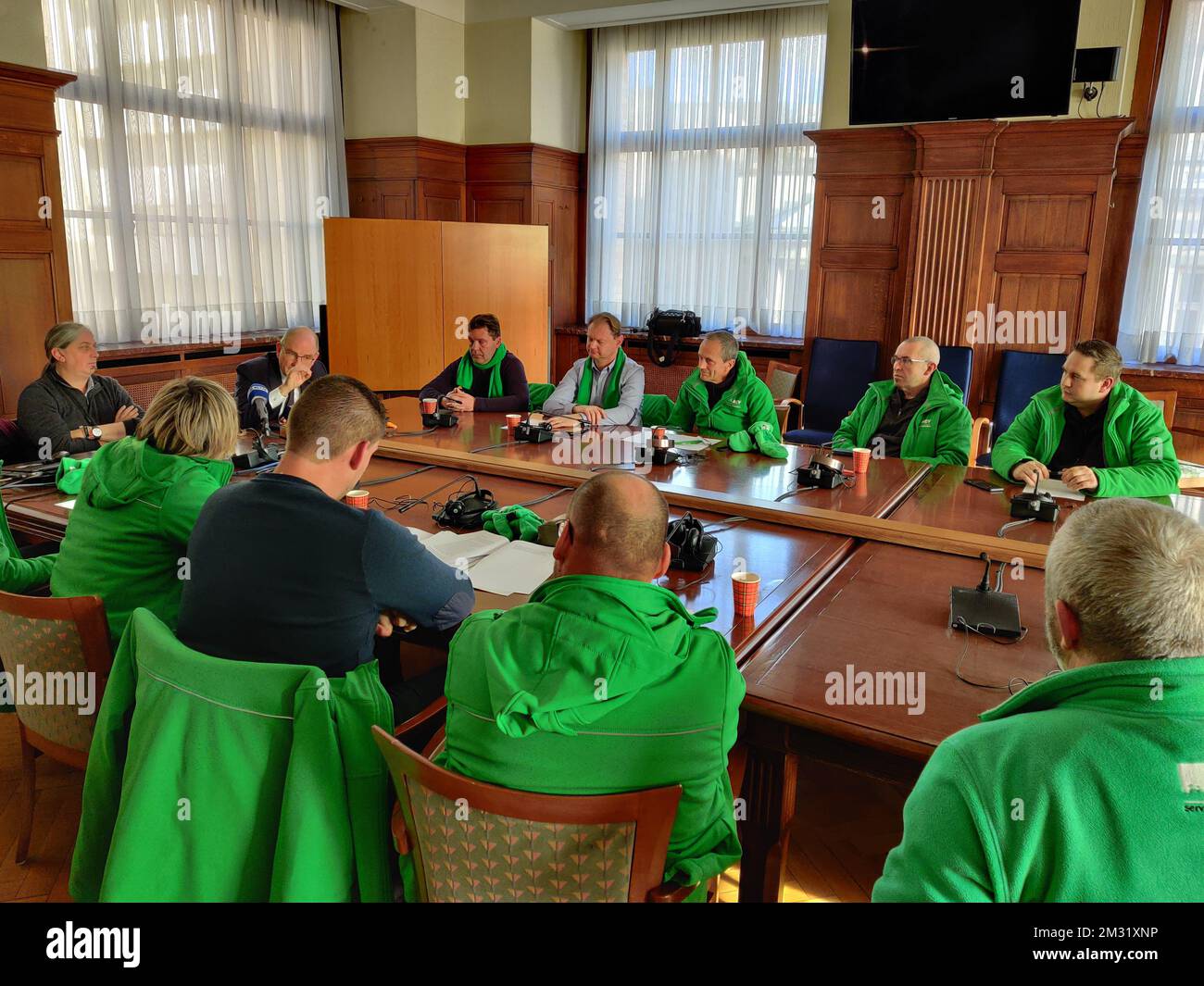 Minister of Justice Koen Geens receives the ACV Christian trade union ...