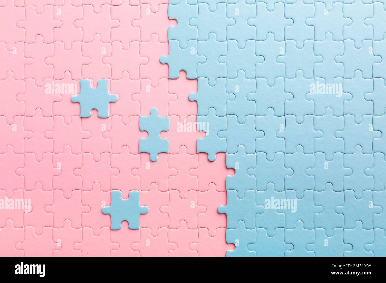 Blue puzzles and pink puzzles with separate elements. High quality ...