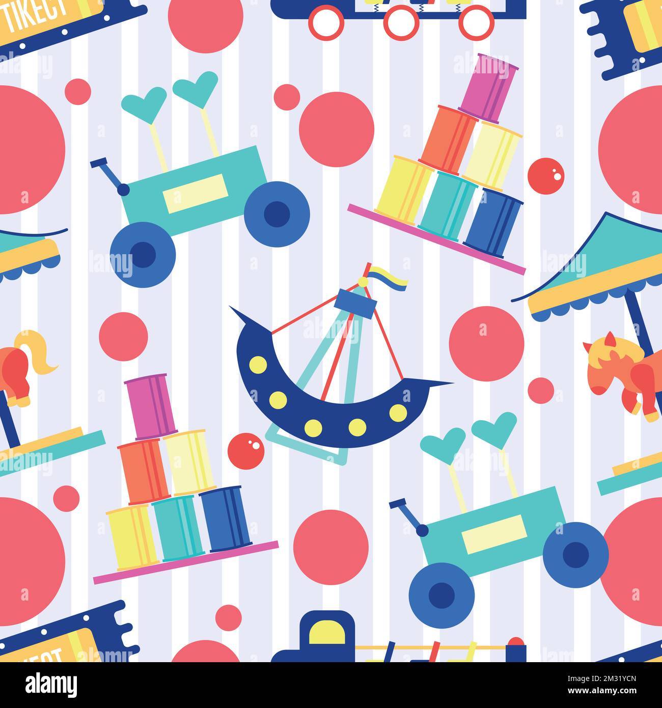 Seamless pattern background with amusement park icons Vector Stock ...