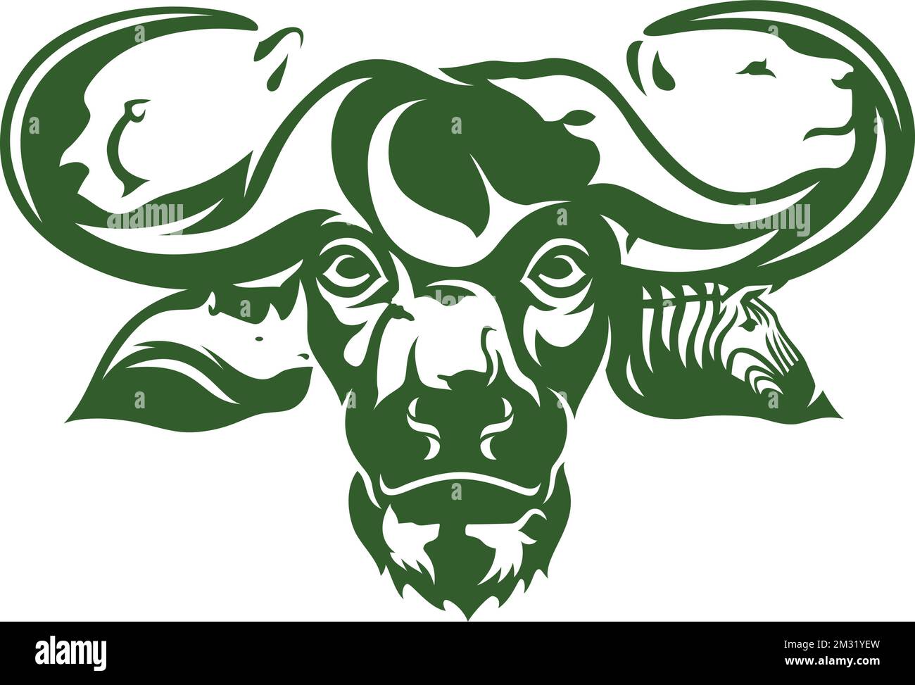 Water Buffalo Head Design with many Animals Included Stock Vector Image ...