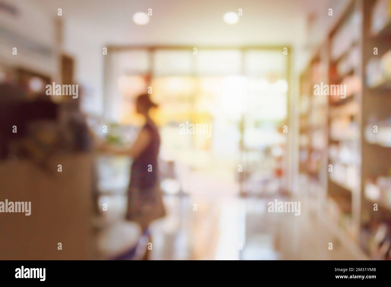 Pharmacy drugstore with customer abstract blur background Stock Photo ...