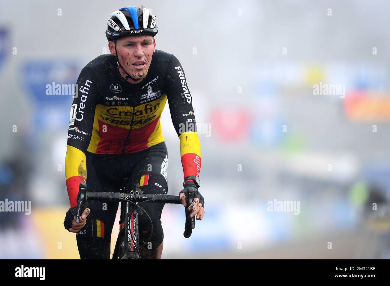 Belgian Timo Kielich crosses the finish line at the U23 race of the GP ...