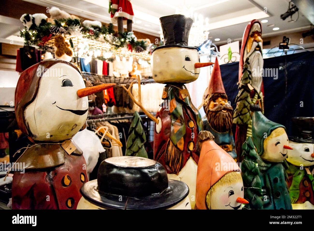 Festive Moments - Folk Art Snowmen Decorations Stock Photo - Alamy