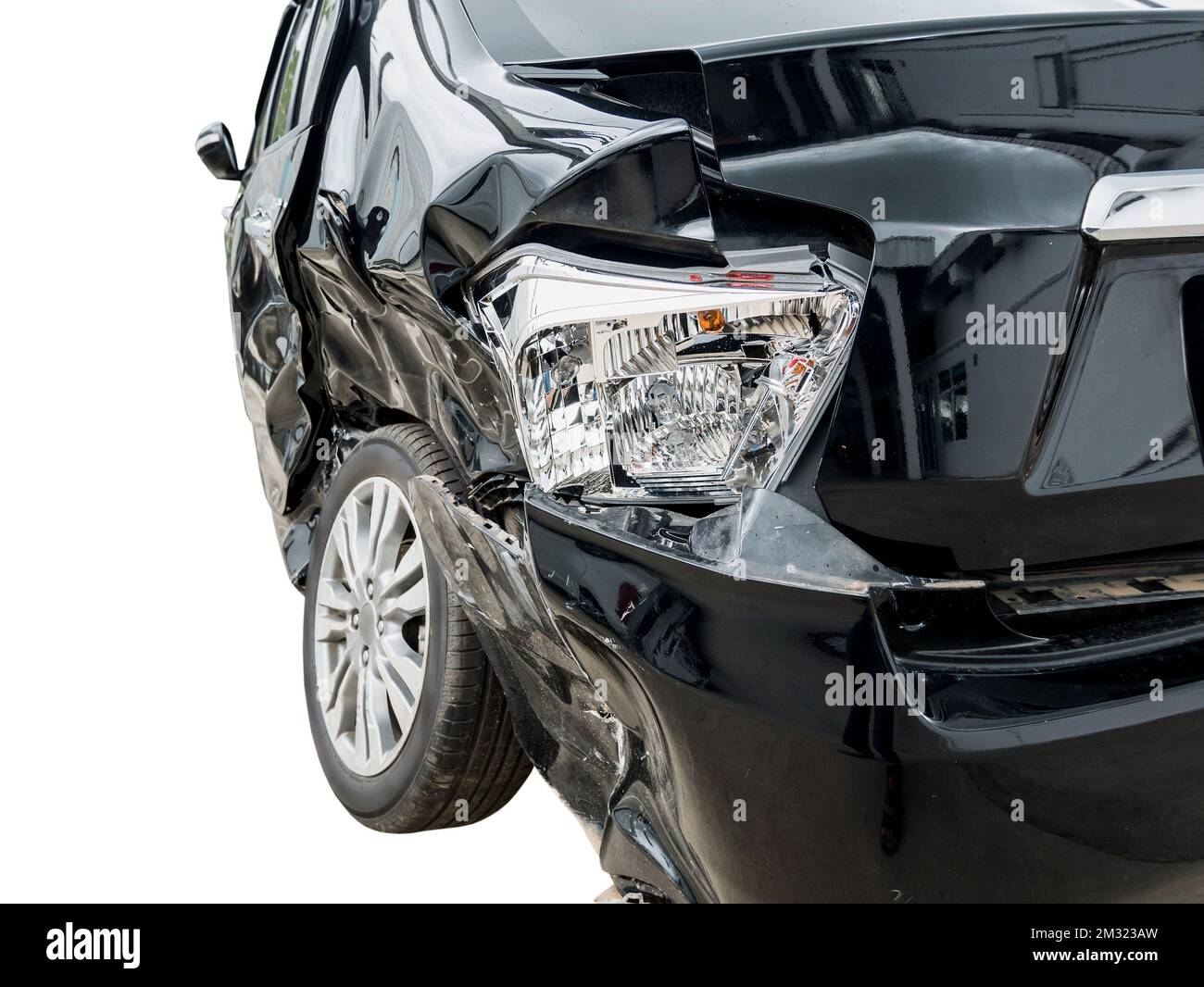 Car crash accident damaged isolated on white background Stock Photo - Alamy