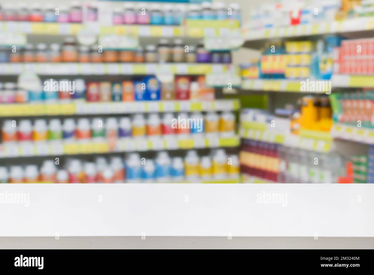 pharmacy counter drugstore shop interior with medicines vitamins ...
