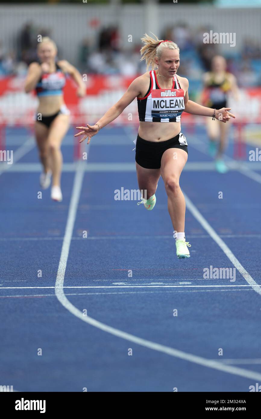 Hayley McLean in the 400m Hurdles at the Müller UK Athletics ...
