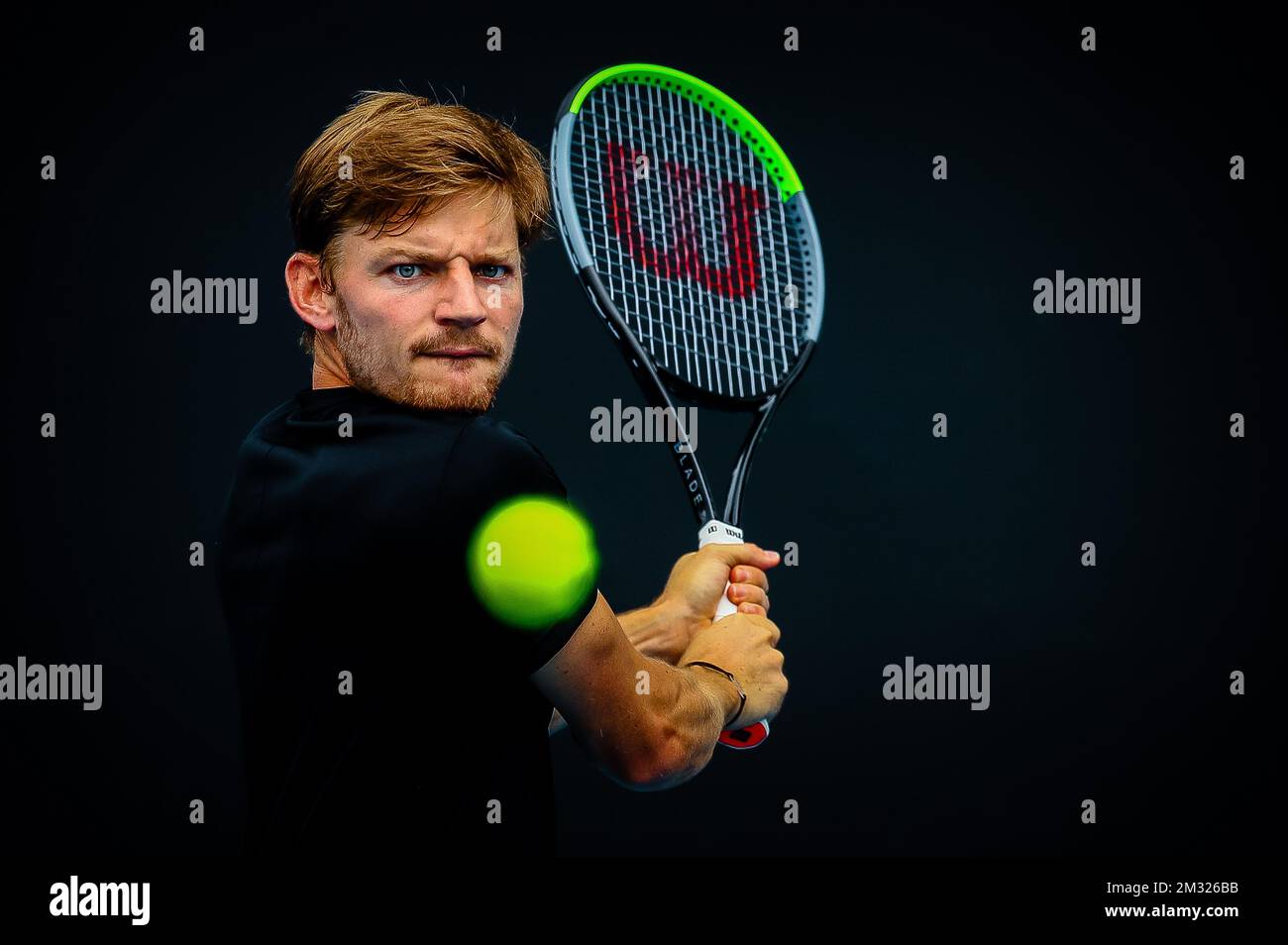 Belgian David Goffin pictured at a training session, on day one of the ...