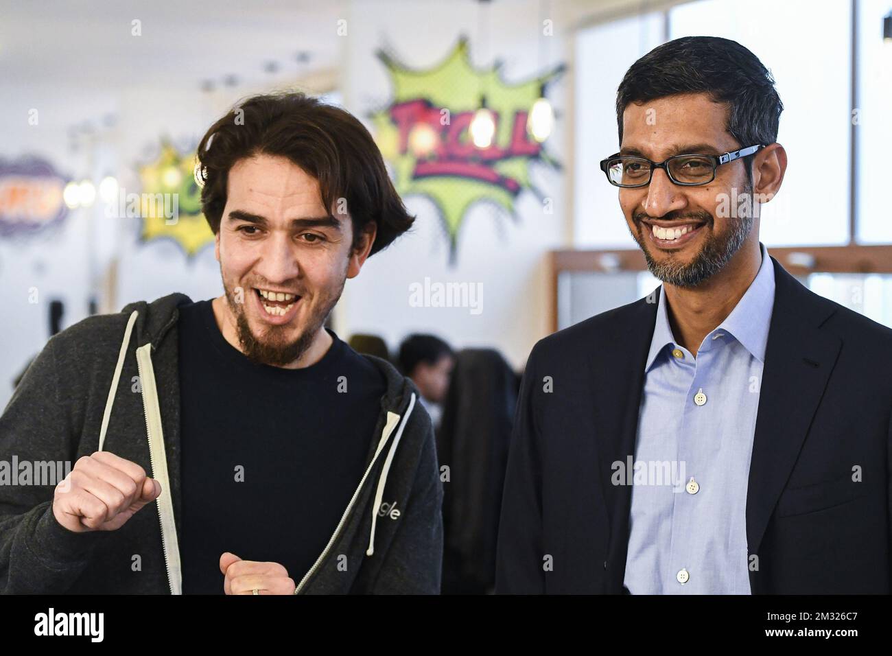Molengeek Ibrahim Ouassari and Alphabet CEO Sundar Pichai pictured ...