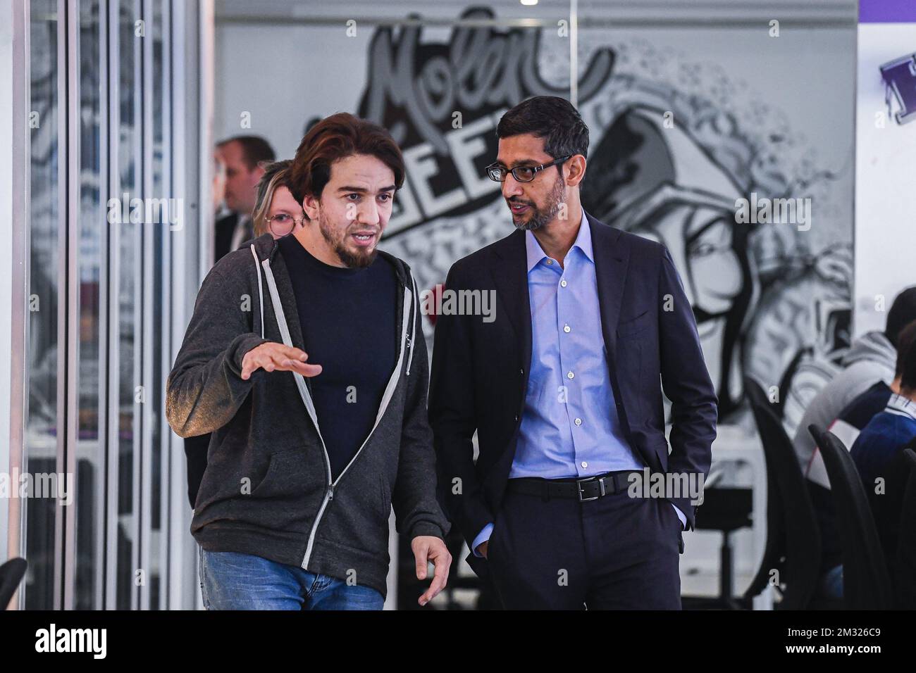 Molengeek Ibrahim Ouassari and Alphabet CEO Sundar Pichai pictured ...