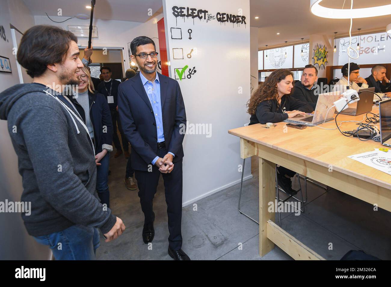 Molengeek Ibrahim Ouassari and Alphabet CEO Sundar Pichai pictured ...
