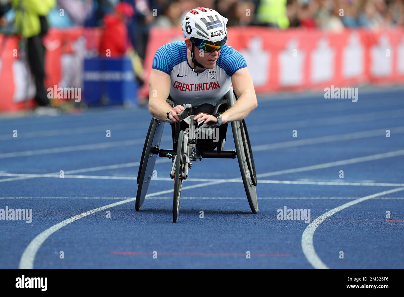 Nathan Maguire T54 after winning the 400m Wheelchair at the Müller UK ...