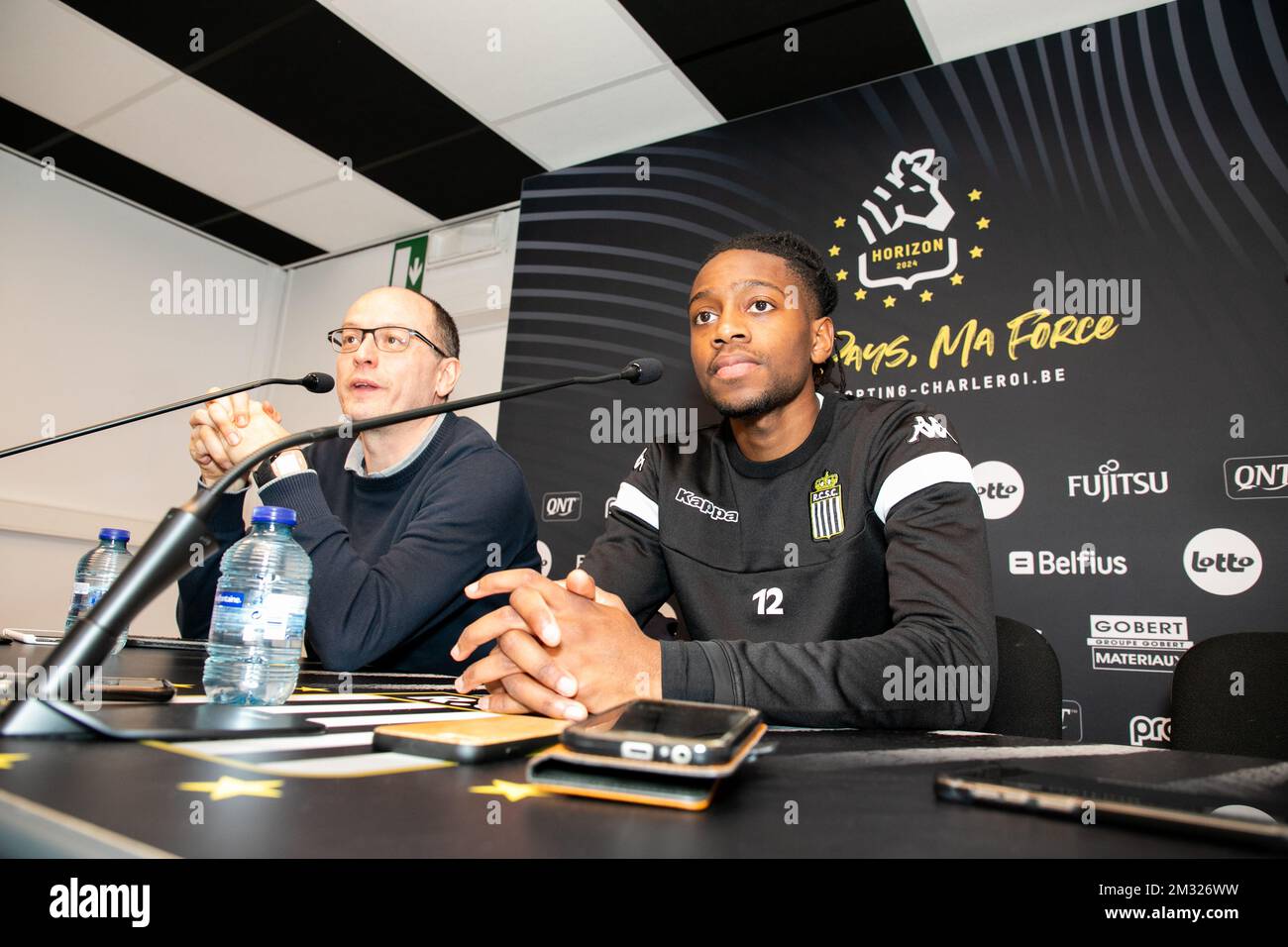 Charleroi's Joris Kayembe pictured during a press conference of Belgian ...