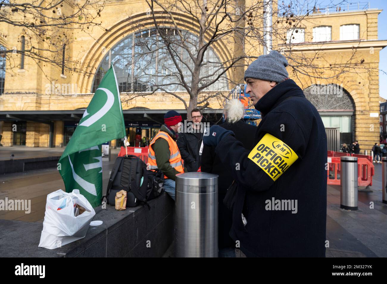 London, England. Kings Cross. Striking members of the RMT (National ...