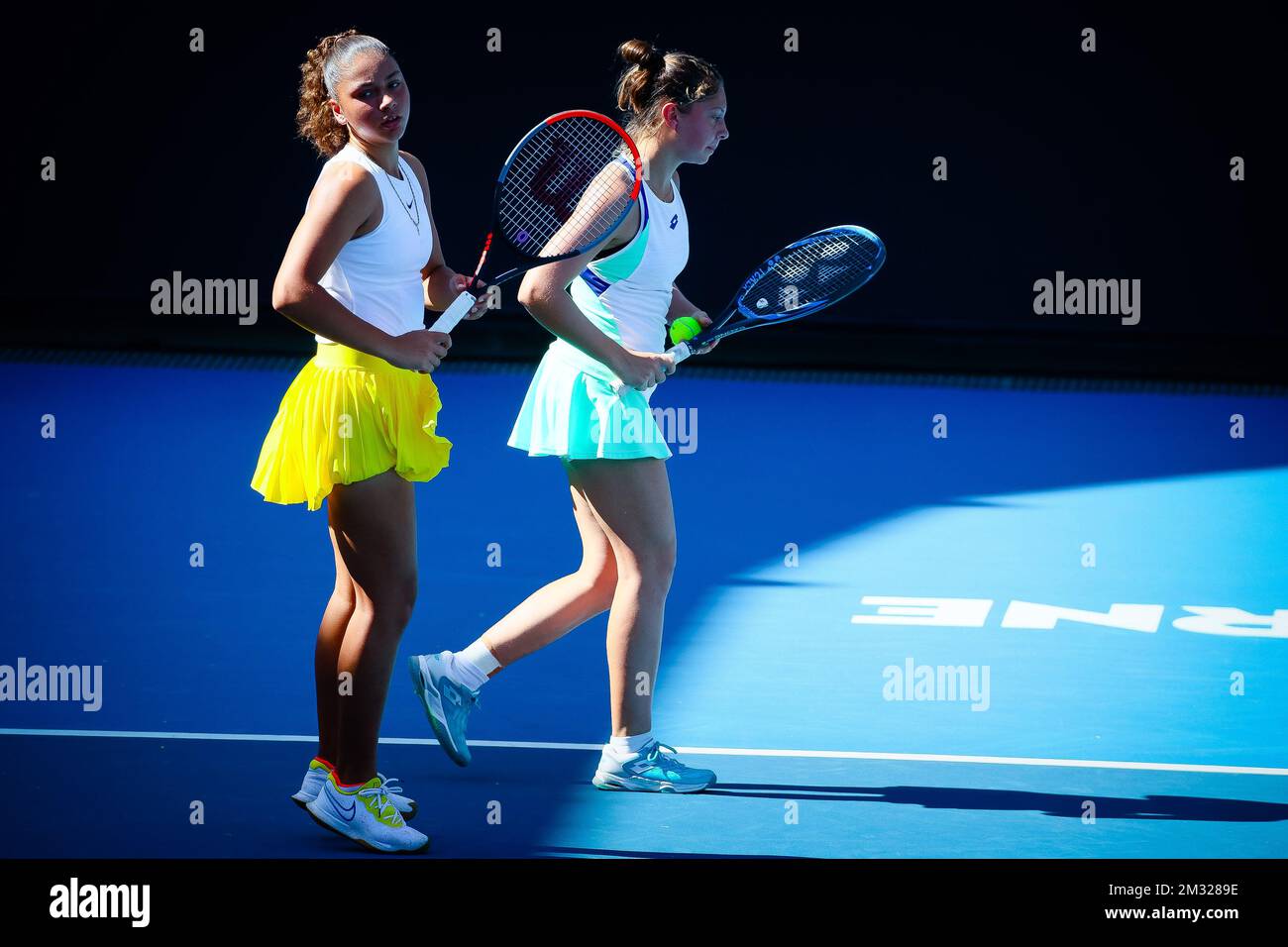 Belgian Sofia Costoulas and Croatian Antonia Ruzic pictured during ...