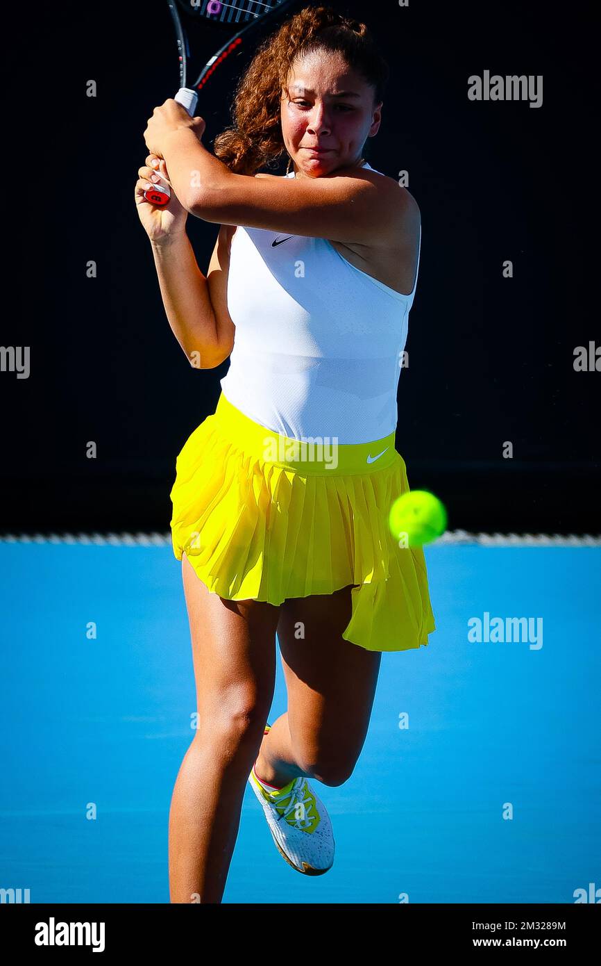 Belgian Sofia Costoulas pictured during Junior Girls' Doubles ...