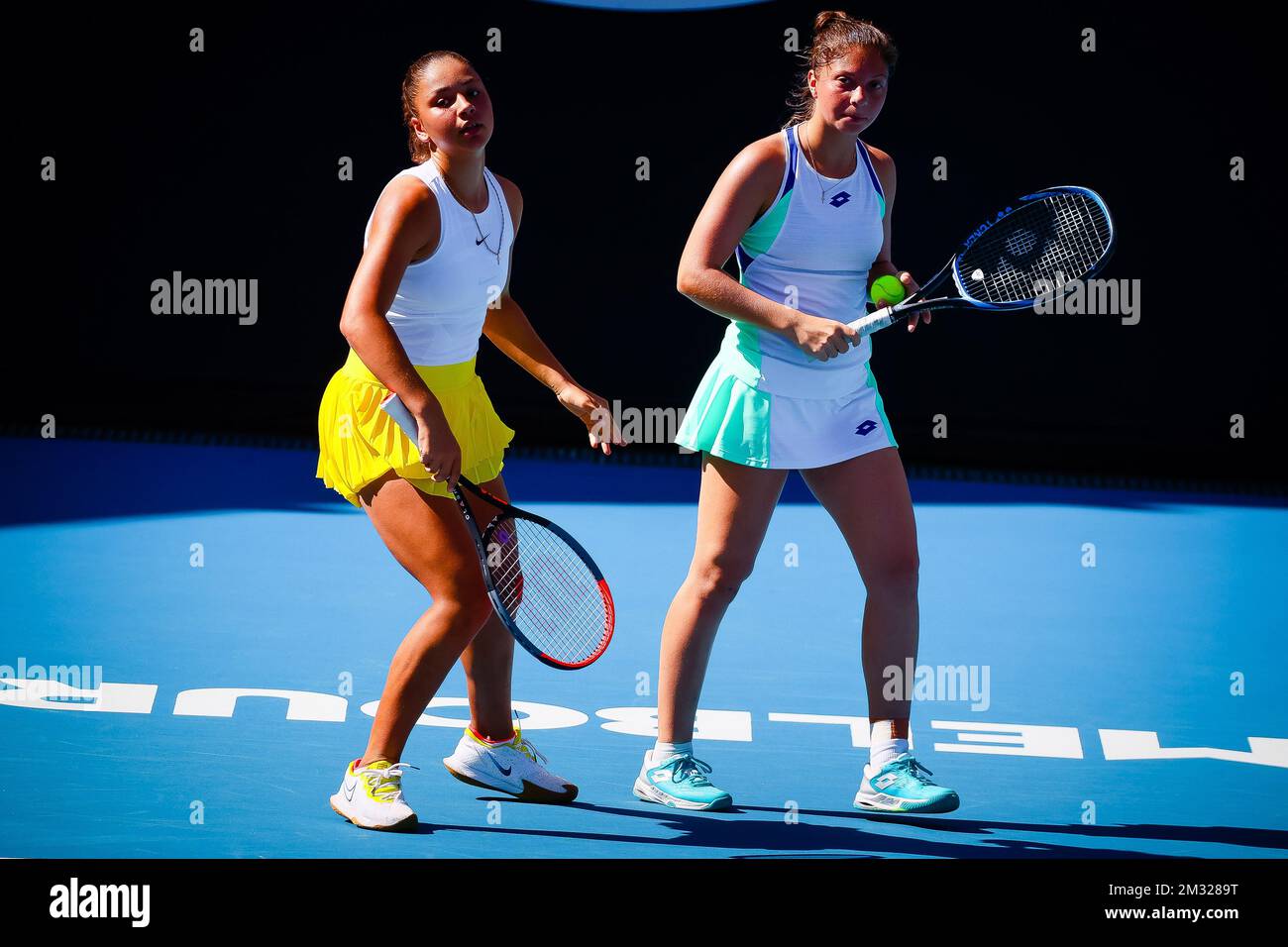 Belgian Sofia Costoulas and Croatian Antonia Ruzic pictured during ...