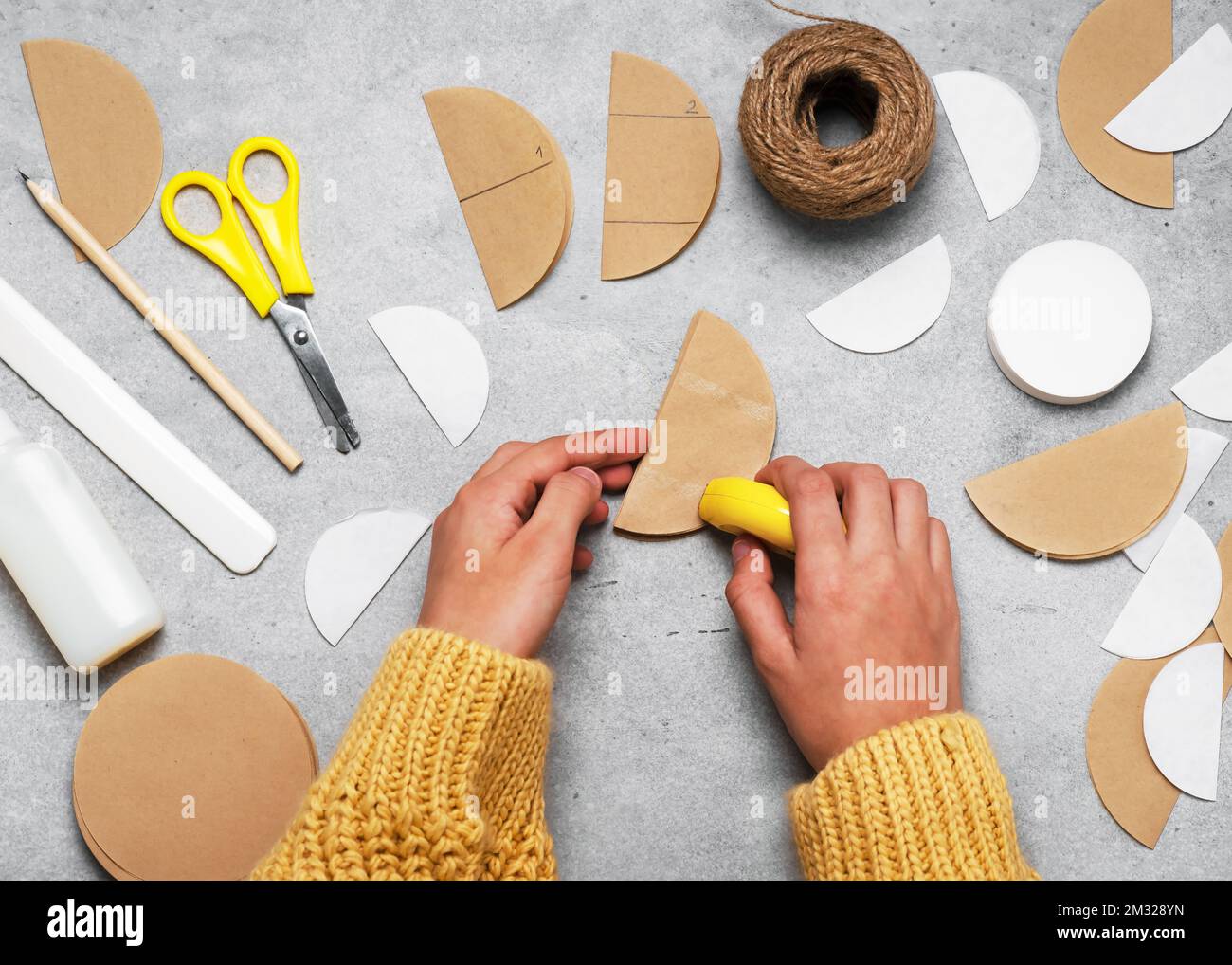 Step 4. Fold circle und add two lines of glue on each side. Making ...