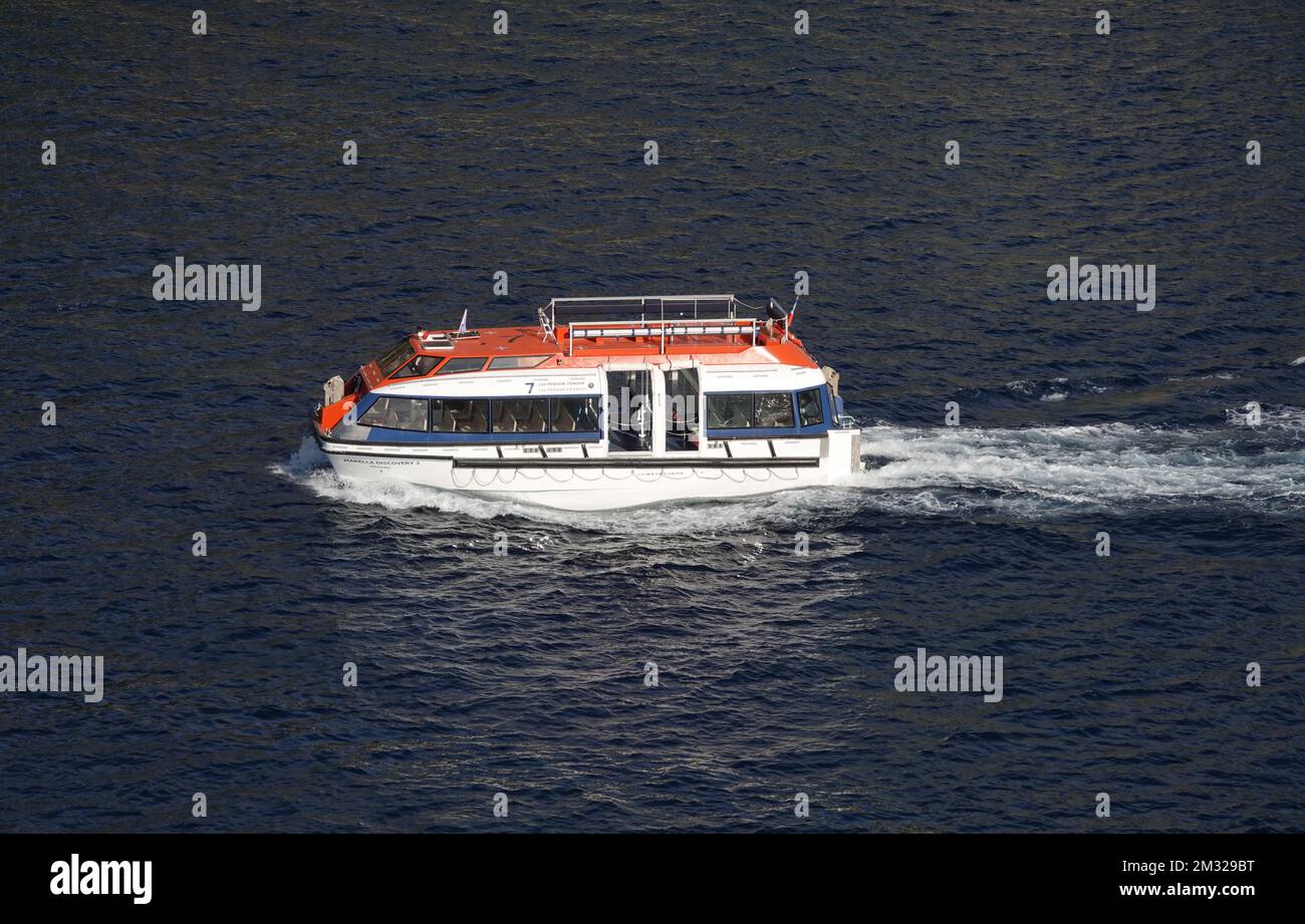 A cruise tender boat from the cruise ship Discovery 2 operated by the ...
