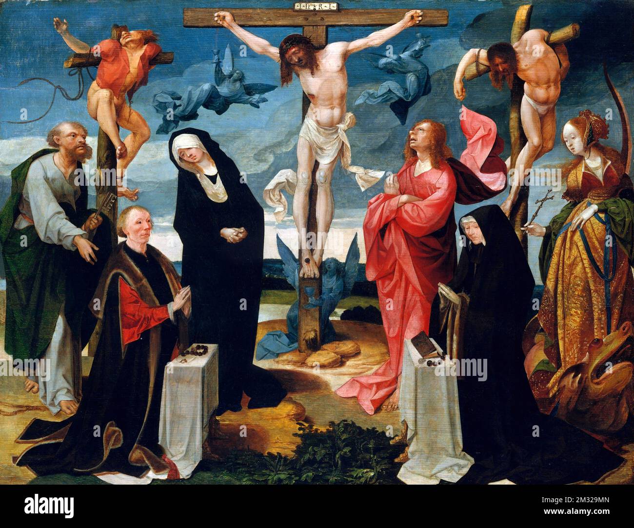 The Crucifixion with Donors and Saints Peter and Margaret by Cornelis Engebrechtsz (1462-1527 ...