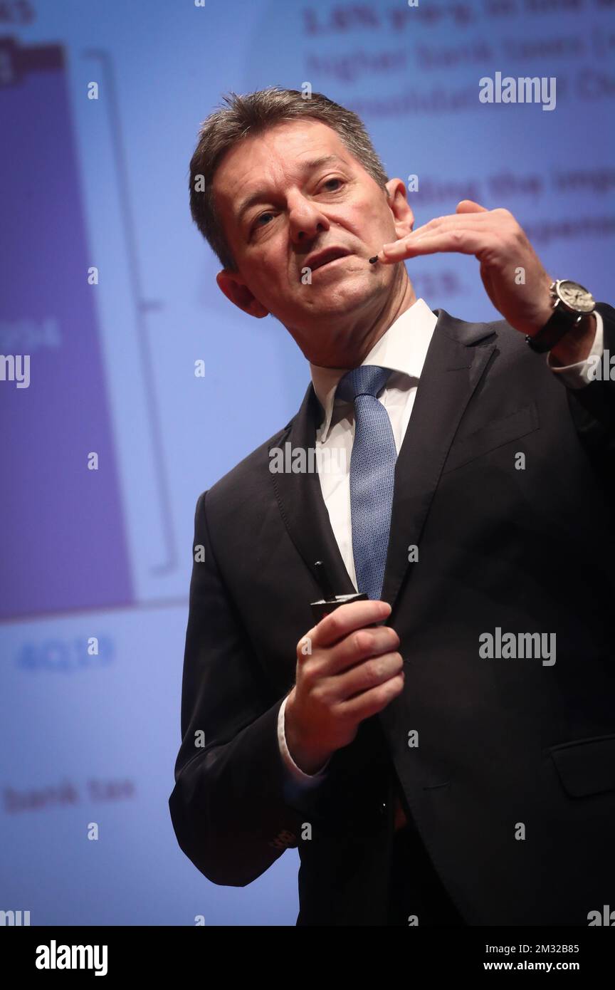 KBC Group CEO Johan Thijs pictured during a press conference to present ...