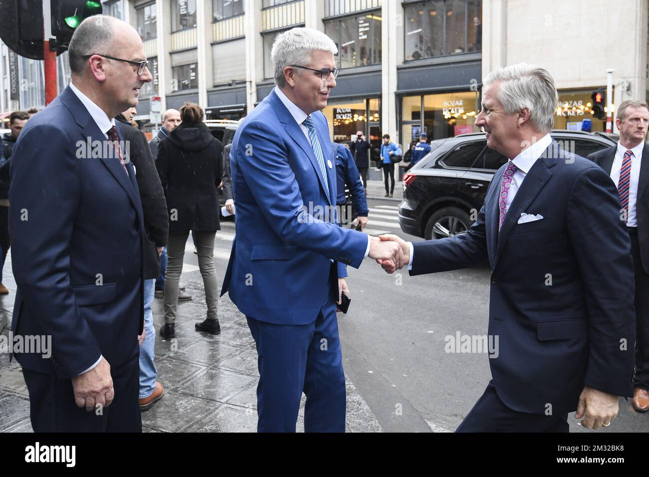 New FEB-VBO president Bart De Smet, FEB-VBO CEO Pieter Timmermans and ...