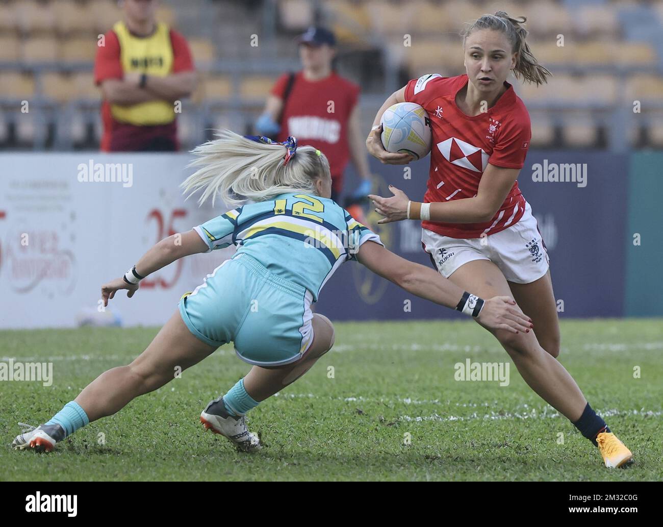 WomenHH first test match between Hong Kong (red) and Kazhakstan (light ...