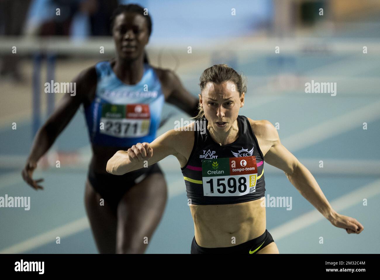Anne Zagre and Belgian Eline Berings pictured in action during the ...