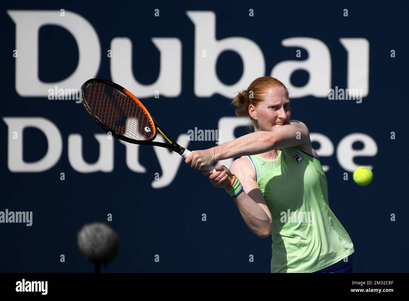 Belgian Alison Van Uytvanck pictured in action during a game between ...