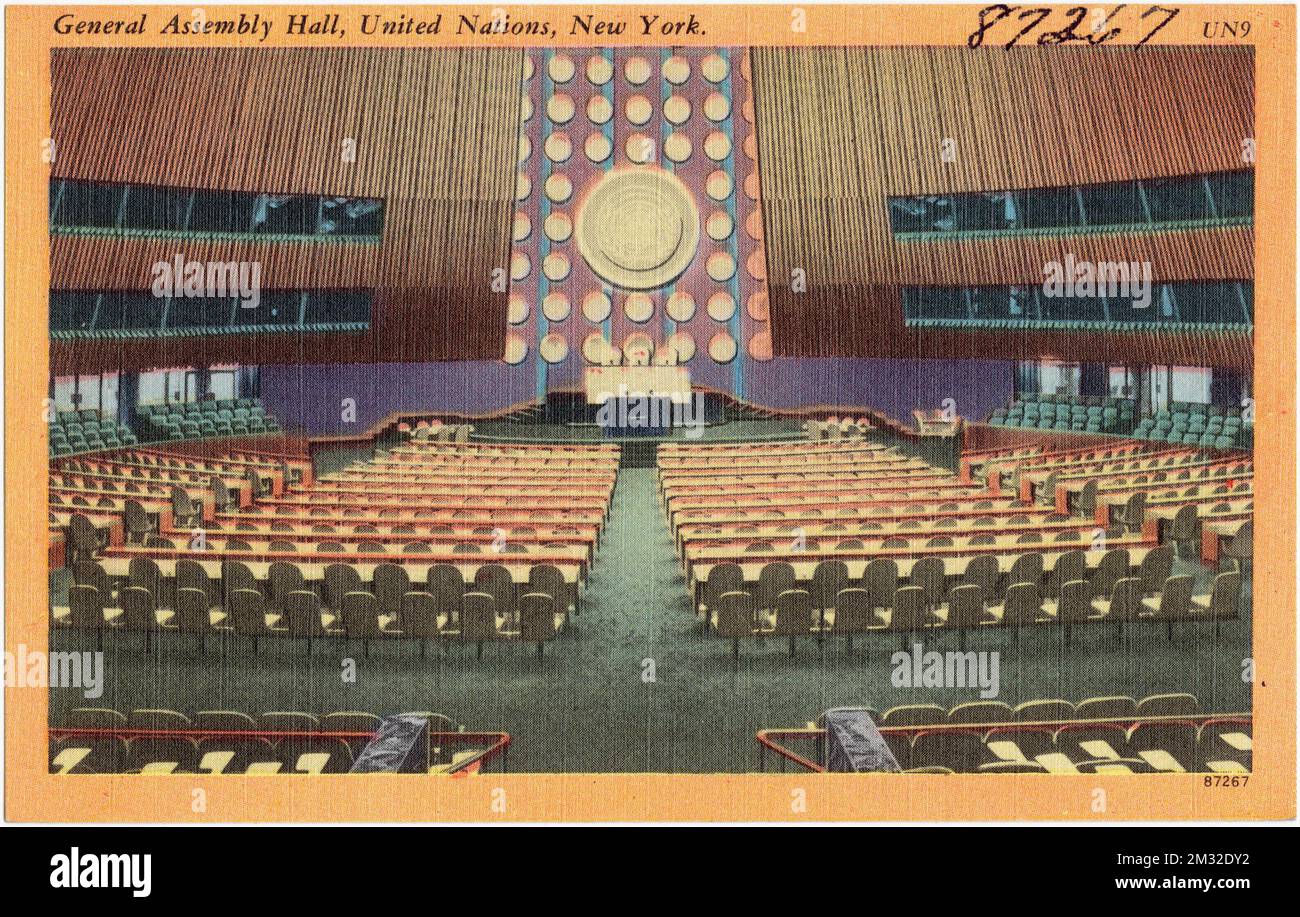 General Assembly Hall, United Nations, New York. , Tichnor Brothers ...