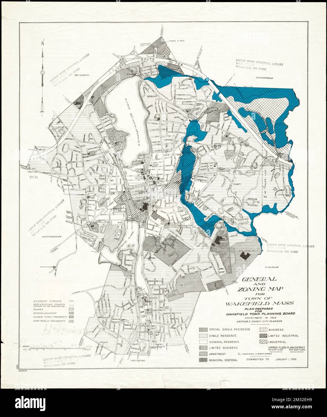 General and zoning map for town of Wakefield Mass. , Zoning. Lucius ...
