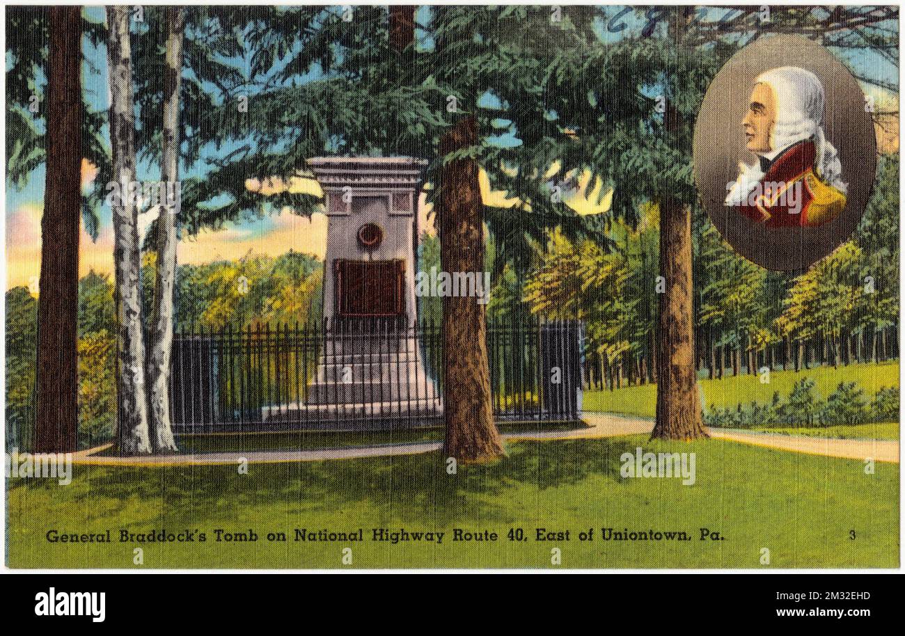 General Braddock's Tomb on National Highway Route 40, east of Uniontown ...